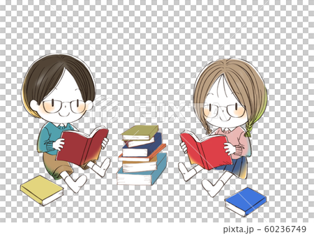 2 people reading - Stock Illustration [60236749] - PIXTA