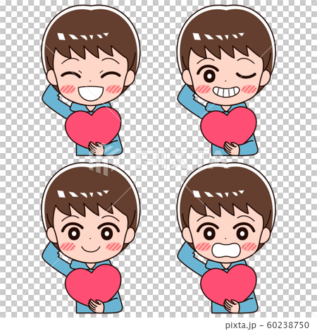 A set of four facial expressions for a boy who... - Stock Illustration ...