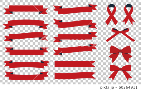 Ribbon set simple red - Stock Illustration [60264911] - PIXTA