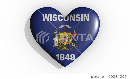 Wisconsin heart casts shadow on white background,のイラスト素材 [60284296] - PIXTA