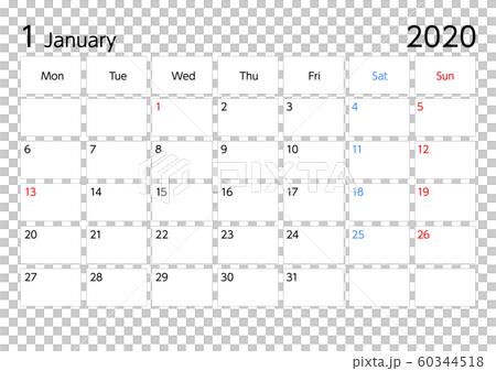January 2020 calendar starts on Monday - Stock Illustration [60344518 ...