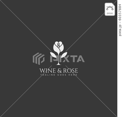 wine and rose logo template vector isolated, iconのイラスト素材 [60357884] - PIXTA
