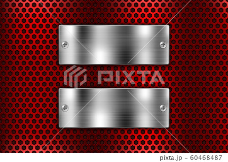 Metal shields on red perforated backgroundのイラスト素材 [60468487] - PIXTA