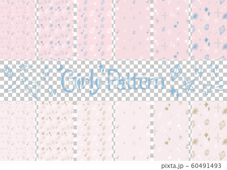 Girly illustration pattern texture material set - Stock Illustration ...