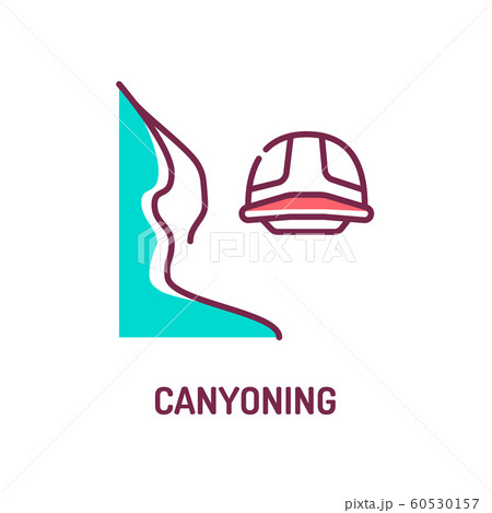 Canyoning color line icon on white background.のイラスト素材 [60530157] - PIXTA