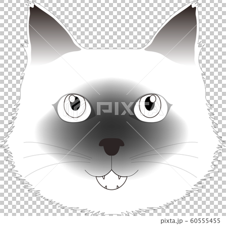 Monotone smiling siamese cat face - Stock Illustration [60555455] - PIXTA