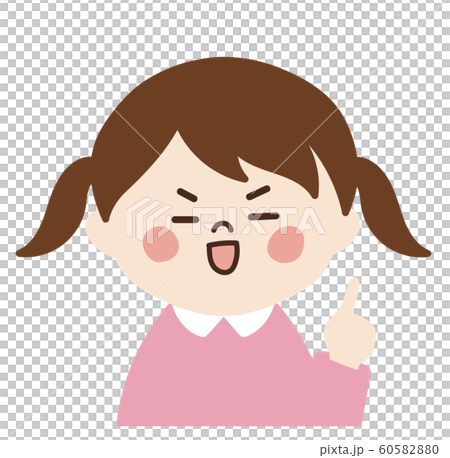 Little girl ① (Faceful face, pointing pose, right) - Stock Illustration ...