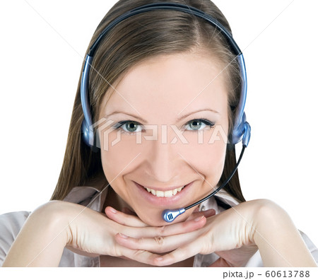 Beautiful customer service operator woman withの写真素材 [60613788] - PIXTA