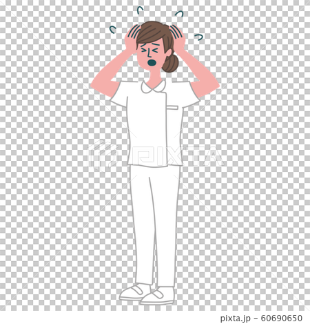 White robe nurse female panic - Stock Illustration [60690650] - PIXTA