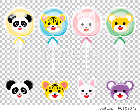 Rabbit, panda, tiger and bear animal candy set... - Stock Illustration ...
