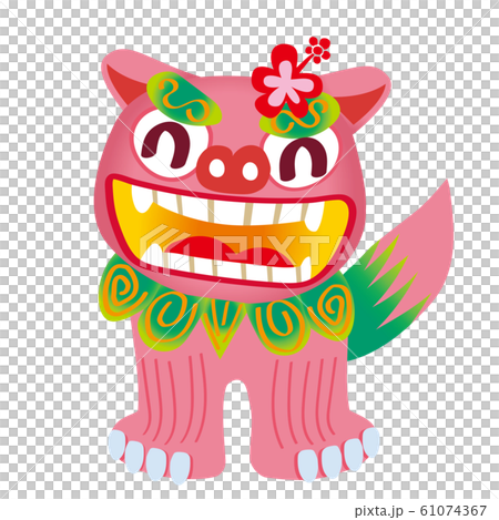 Illustration of a pink female Shisa with a... - Stock Illustration ...