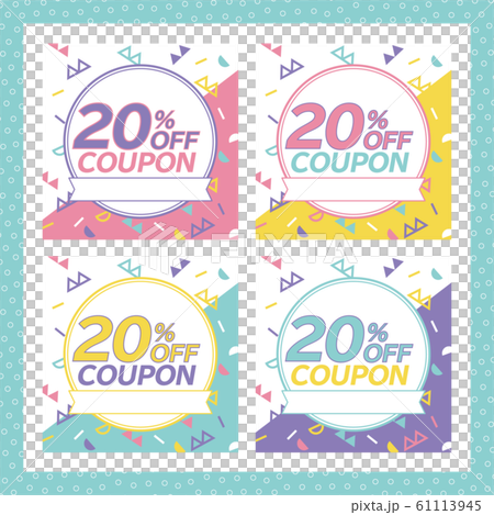 Cute 20% OFF coupon banner (square) - Stock Illustration [61113945] - PIXTA