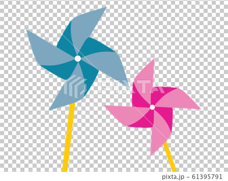 Illustration of two pinwheels, blue and pink - Stock Illustration ...