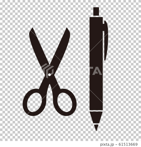 Scissors and ballpoint pen silhouette - Stock Illustration [61513669 ...