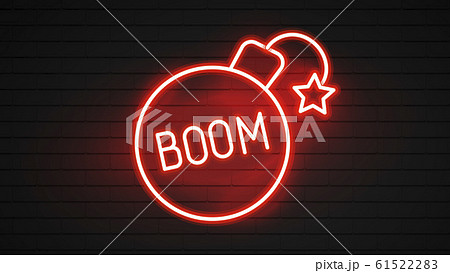 Boom Neon Sign. Glowing Neon Boom Inscription .のイラスト素材 [61522283] - PIXTA