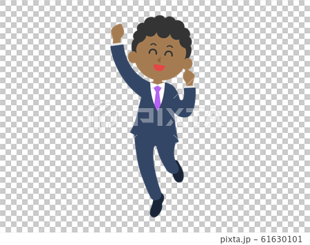 喜ぶ黒人ビジネスマンのイラスト素材 [61630101] - PIXTA
