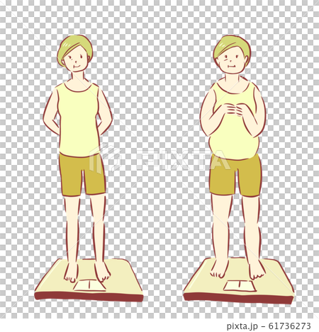 Senior woman on weight scale set - Stock Illustration [61736273] - PIXTA
