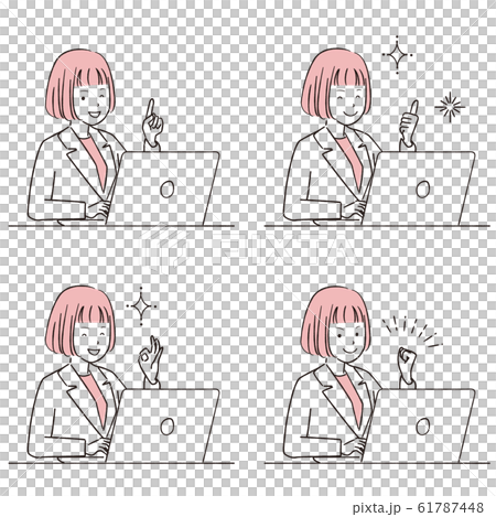 Hand-painted 1color female Okappa Suit PC 4... - Stock Illustration ...