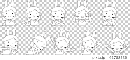 Bunny girl cute facial expression pose... - Stock Illustration ...