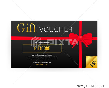 Template gold gift card. Promo code. Vector Giftのイラスト素材 [61808518] - PIXTA