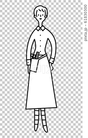 Beautician woman line drawing - Stock Illustration [61830300] - PIXTA