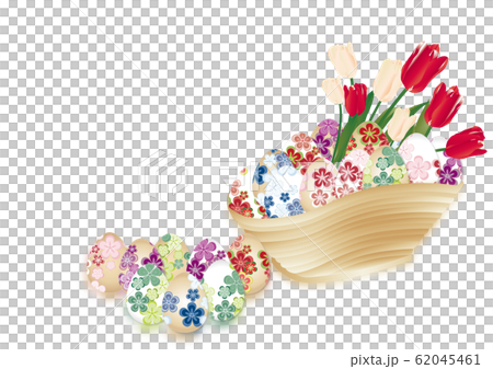 Easter Japanese pattern eggs with spring... - Stock Illustration ...