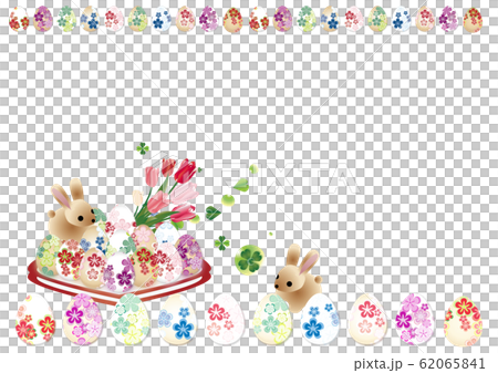 Easter Japanese pattern eggs and rabbit with... - Stock Illustration ...