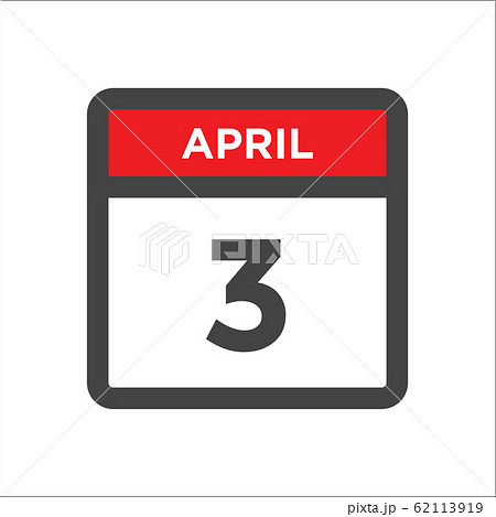 April 3 calendar icon with day of monthのイラスト素材 [62113919] - PIXTA