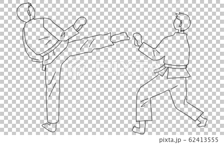 Illustration (line drawing) of two men doing... - Stock Illustration ...