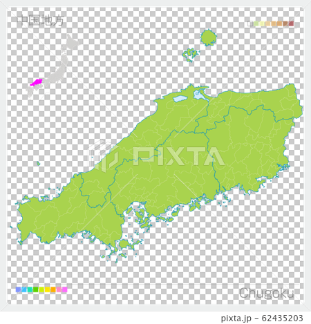 Chugoku map of the Chugoku region (green) - Stock Illustration ...