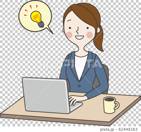 Woman B using a PC - Stock Illustration [62448163] - PIXTA