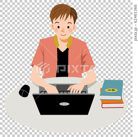 A young man heading to a computer - Stock Illustration [62465366] - PIXTA