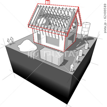 3d illustration of simple detached house with...のイラスト素材 [62499589] - PIXTA