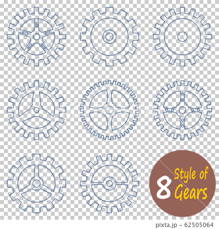 Eight style of Machine Cog isolated.-插圖素材 [62505064] - PIXTA圖庫