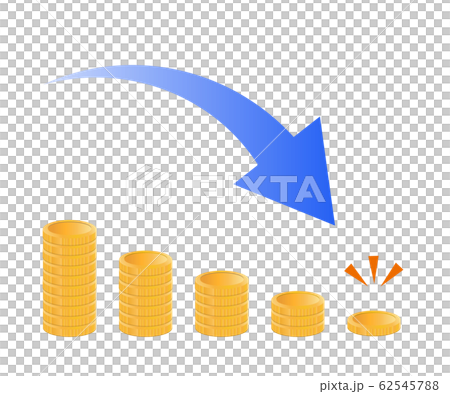 Money, down arrow. Image of falling investment... - Stock Illustration ...
