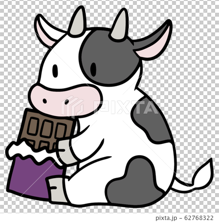 Illustration of a cow holding chocolate - Stock Illustration [62768322 ...