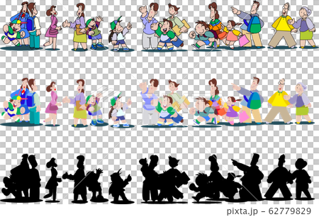 Three types of illustrations of people lining up - Stock Illustration ...