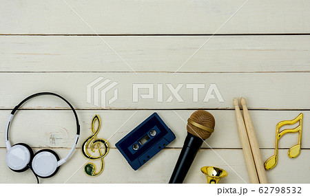 Table top view of music instrument tools concept | materials | digitalstage