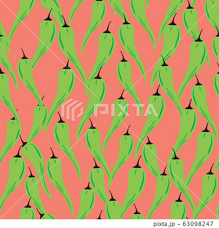 Chilli seamless pattern in doodle style. Hot chileのイラスト素材 [63098247 ...
