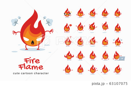 Vector set of cartoon images of Fire Flame. Vectorのイラスト素材 [63107075 ...