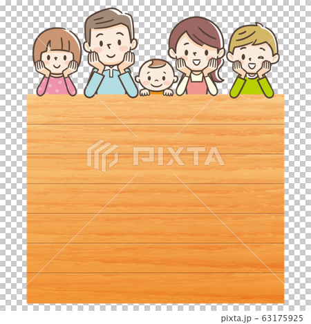 Message board with family with cheek stick - Stock Illustration ...