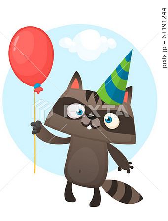 Funny cartoon laughing raccoon のイラスト素材 [63191244] - PIXTA