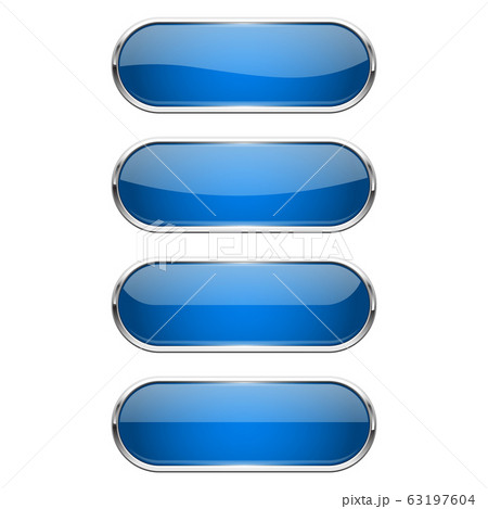 Web glass buttons. Blue shiny oval icons with...のイラスト素材 [63197604] - PIXTA
