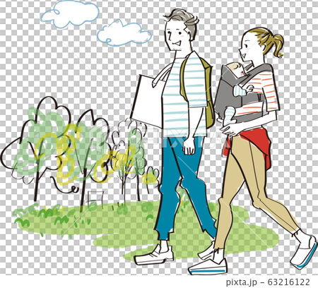 Parent and child family summer outing - Stock Illustration [63216122 ...