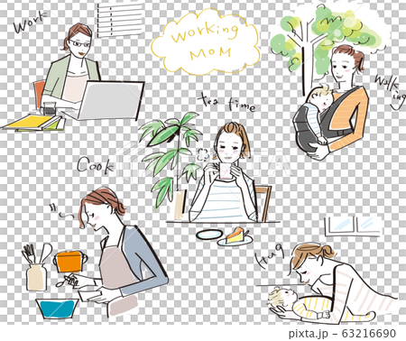 Working woman daily working mother - Stock Illustration [63216690] - PIXTA
