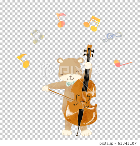 Animals playing music bear double bass - Stock Illustration [63343107 ...