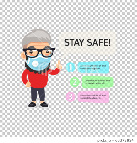 Flat Cartoon Man Stay Safe Banner - Stock Illustration [63372954] - PIXTA