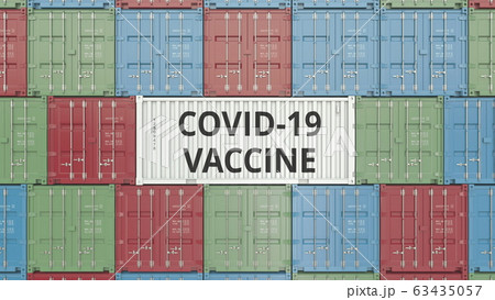 Cargo container with COVID-19 coronavirus...のイラスト素材 [63435057] - PIXTA