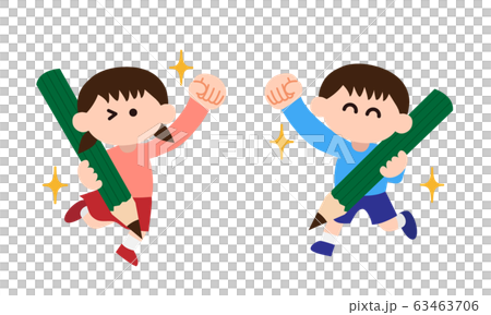 Child with pencil (deformed color) - Stock Illustration [63463706] - PIXTA