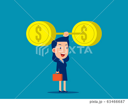 Businessman raise money. Weightlifting concept.のイラスト素材 [63466687] - PIXTA